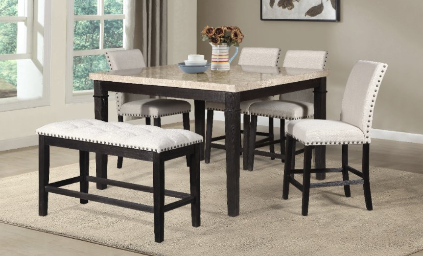 Codie 6PC Counter Height Marble Table Top Dining Set – LDH Furniture